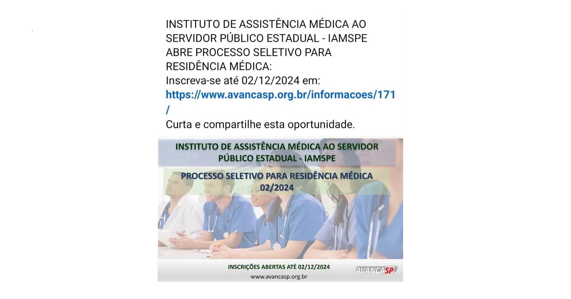 IAMSPE abre processo seletivo para residência médica - Sociedade ...